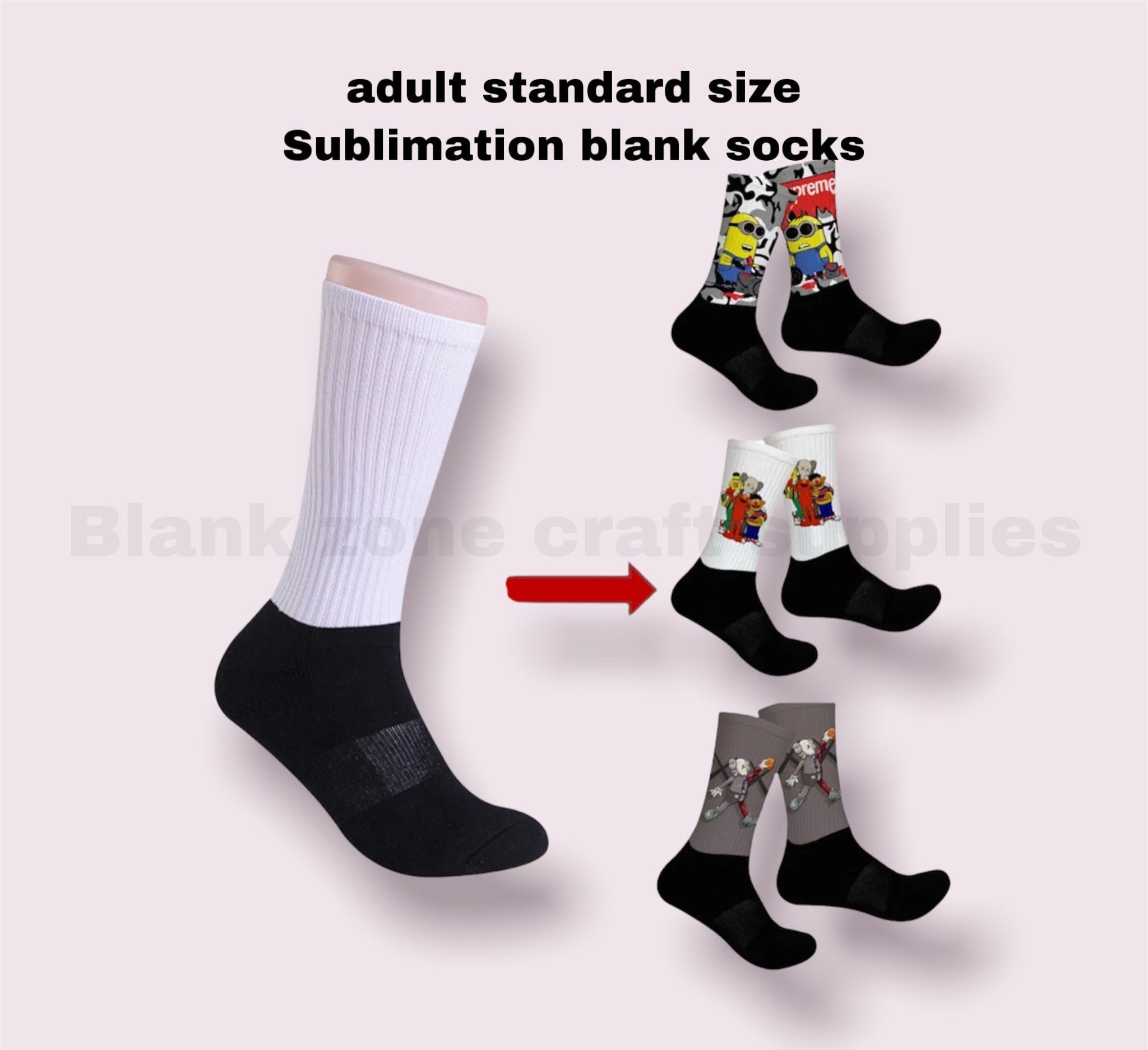 Sublimation blank adult socks | blankzone craft supplies